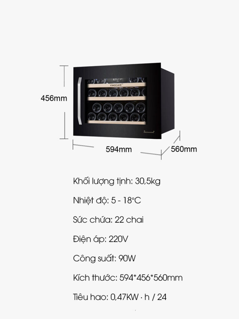 Tủ bảo quản rượu vang âm tủ Vinocave PRO-56AWJ | Flexhouse VN