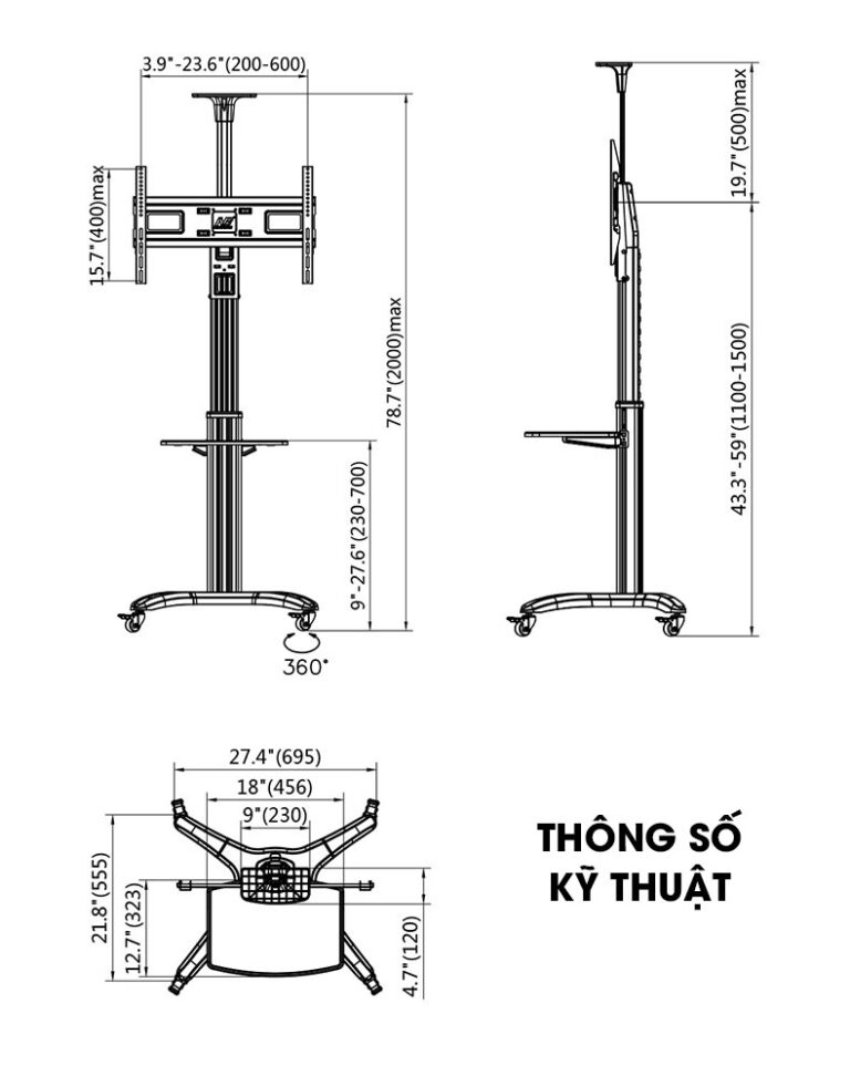Khung treo tivi di động North Bayou AVF1500 | Flexhouse VN
