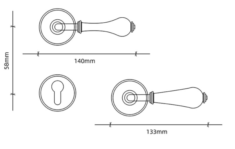 Khóa cửa hợp kim kẽm tay gạt gốm sứ GB5247 | Flexhouse VN