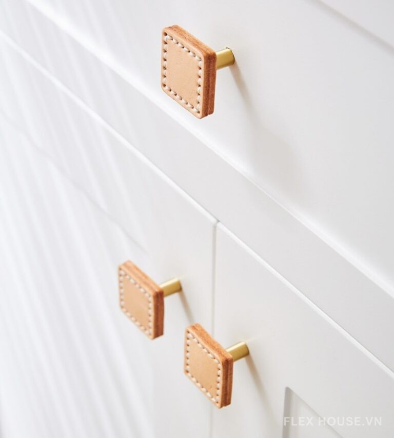 Núm tay nắm tủ da bò đế đồng nhiều màu PALO494 | Flexhouse VN